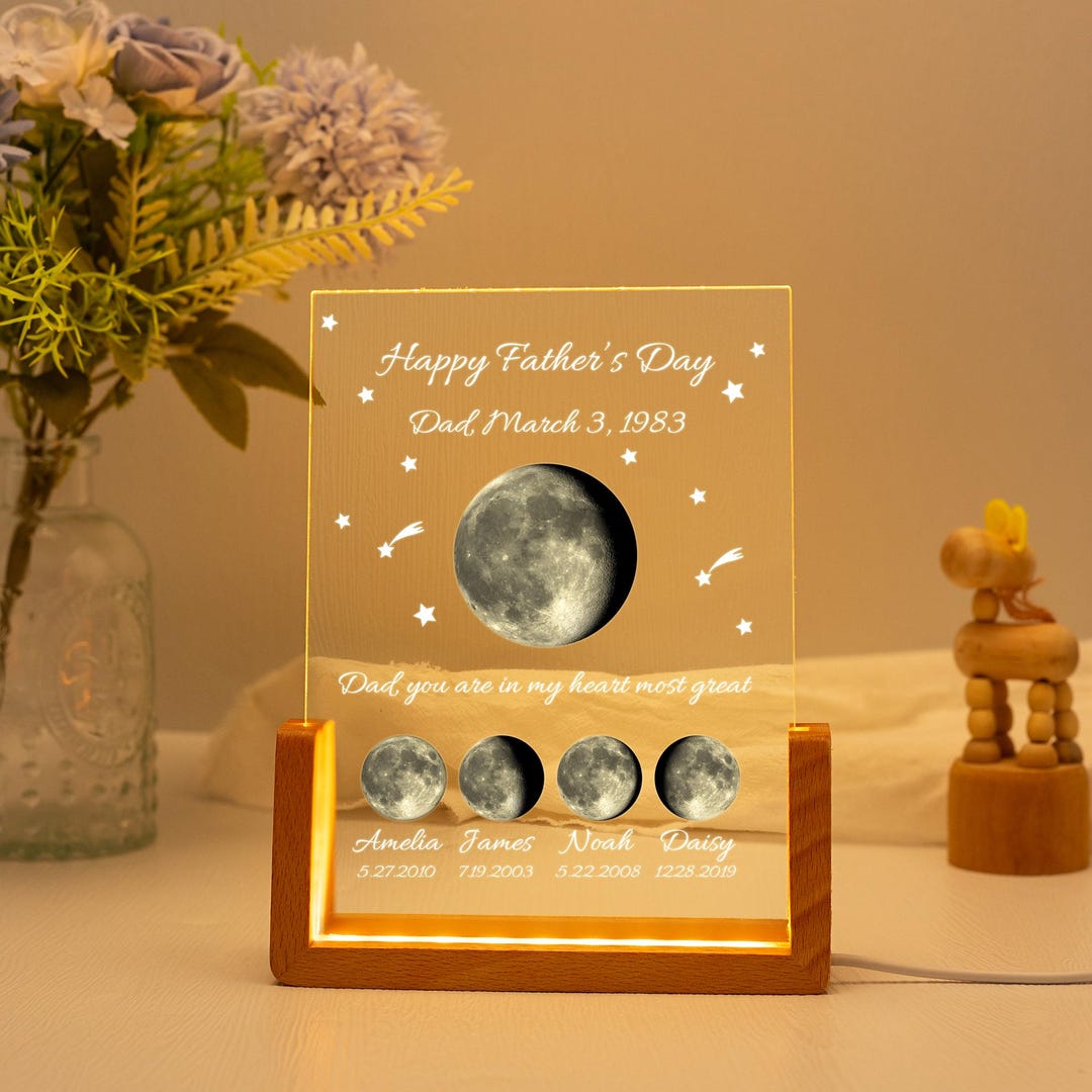 Personalized Dad Moon Phase by Date Gift,custom Dad Moons Phase With ...