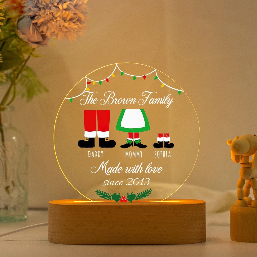 Personalized Family Christmas Night Light,family of 3,family Lamp Light ...