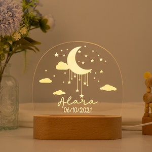 Personalized Night Light for Baby,moon Star Clouds,custom Night Light ...
