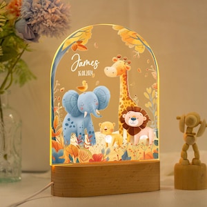 Personalised LED Animal Lamp,safari Jungle Animals Light,kids Night ...
