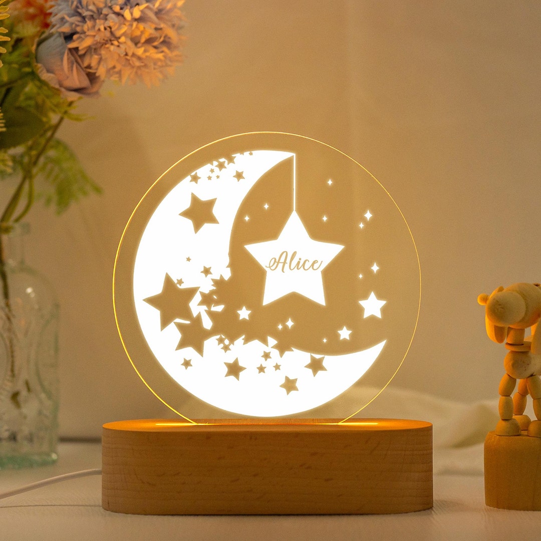 Custom Moon and Star Night Light,personalized Clouds Night Light With ...