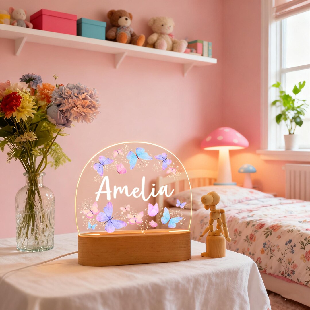 Kid Night Light With Name,baby Night Light,butterfly Light,baby Girl ...