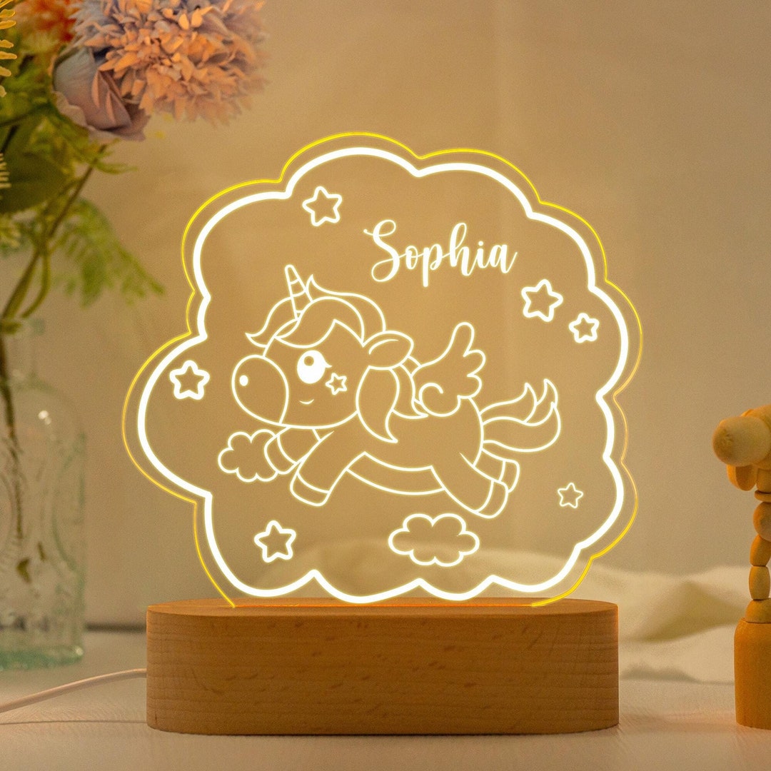 Custom Unicorn Night Light,cute Acrylic Night Light for Girls,night ...