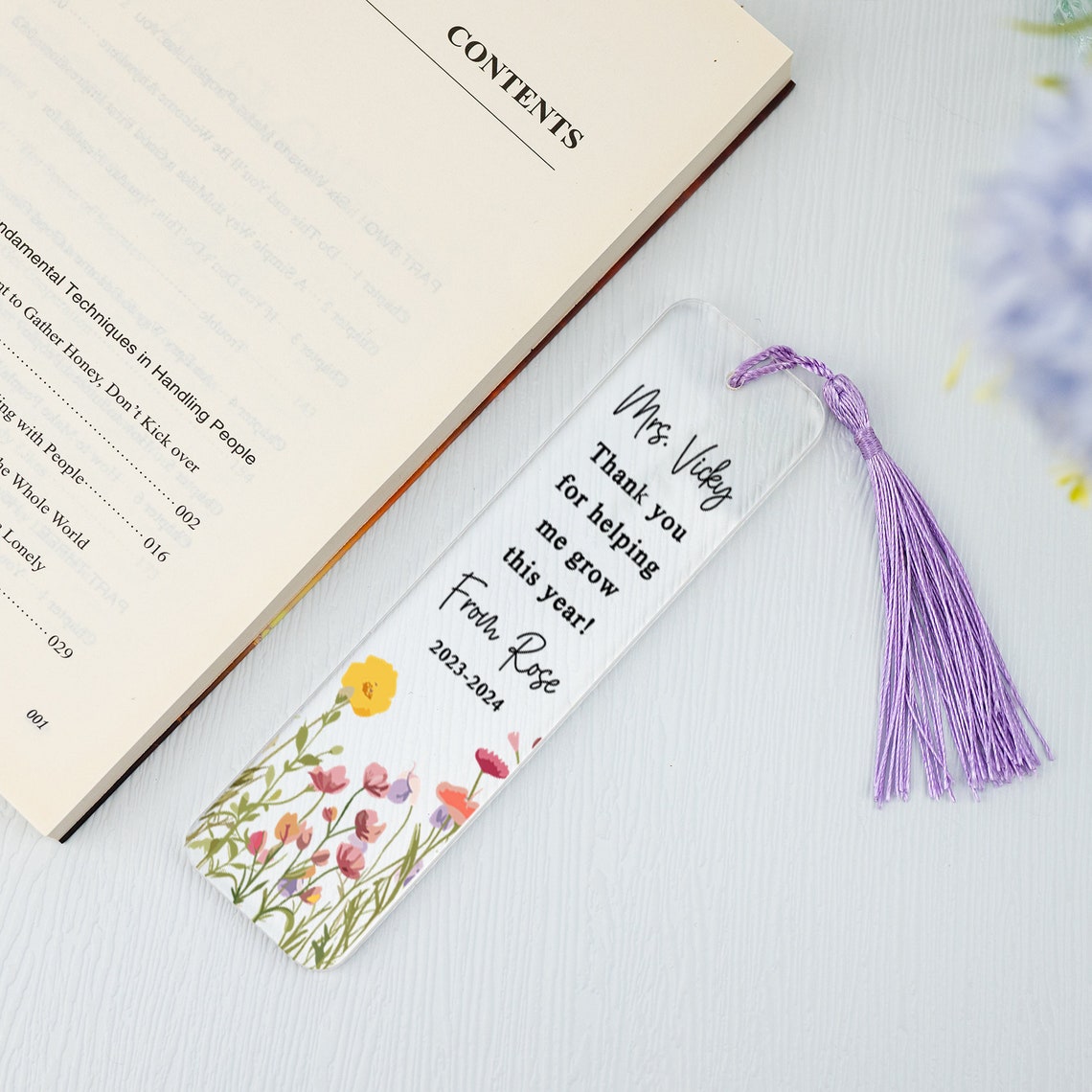 Personalized Teacher Bookmark, Rainbow Teacher Bookmark, Thank You Gift ...