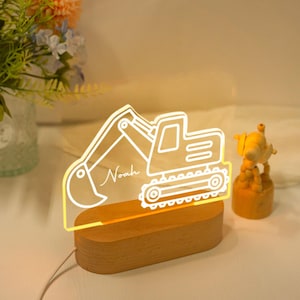 Excavator Night Light,personalised Digger Night Light,toddler Night ...