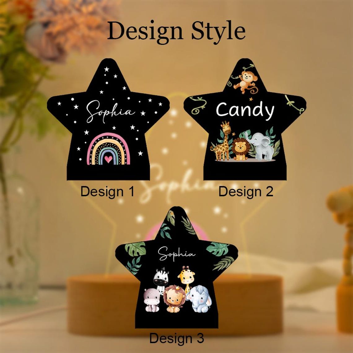 Personalised LED Nursery Lamp,rainbow Night Light,kids Night Light Gift ...