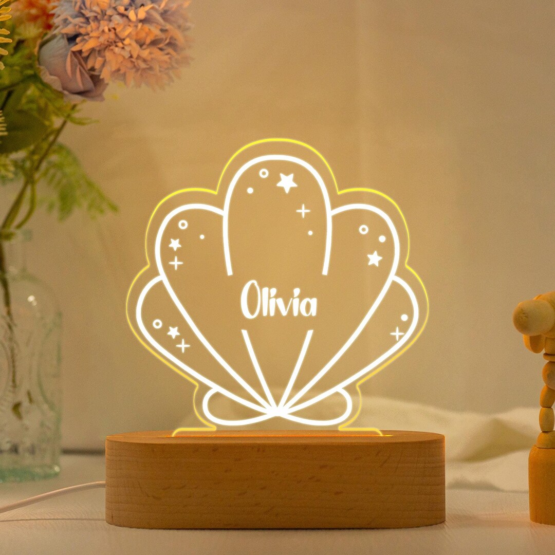 Personalized Acrylic Night Light,seashell LED Light,under the Sea ...