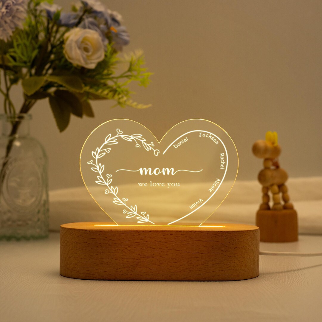 LED Heart Name Light, Mother Gifts,personalized Mom Night Light,gift ...
