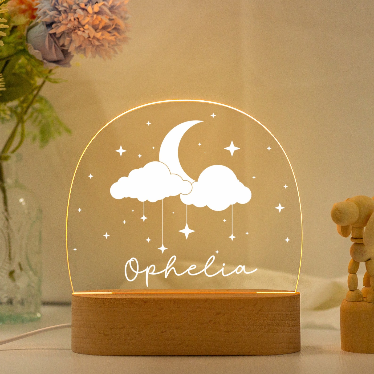 Personalized Night Light for Baby,moon Star Clouds,custom Night Light ...