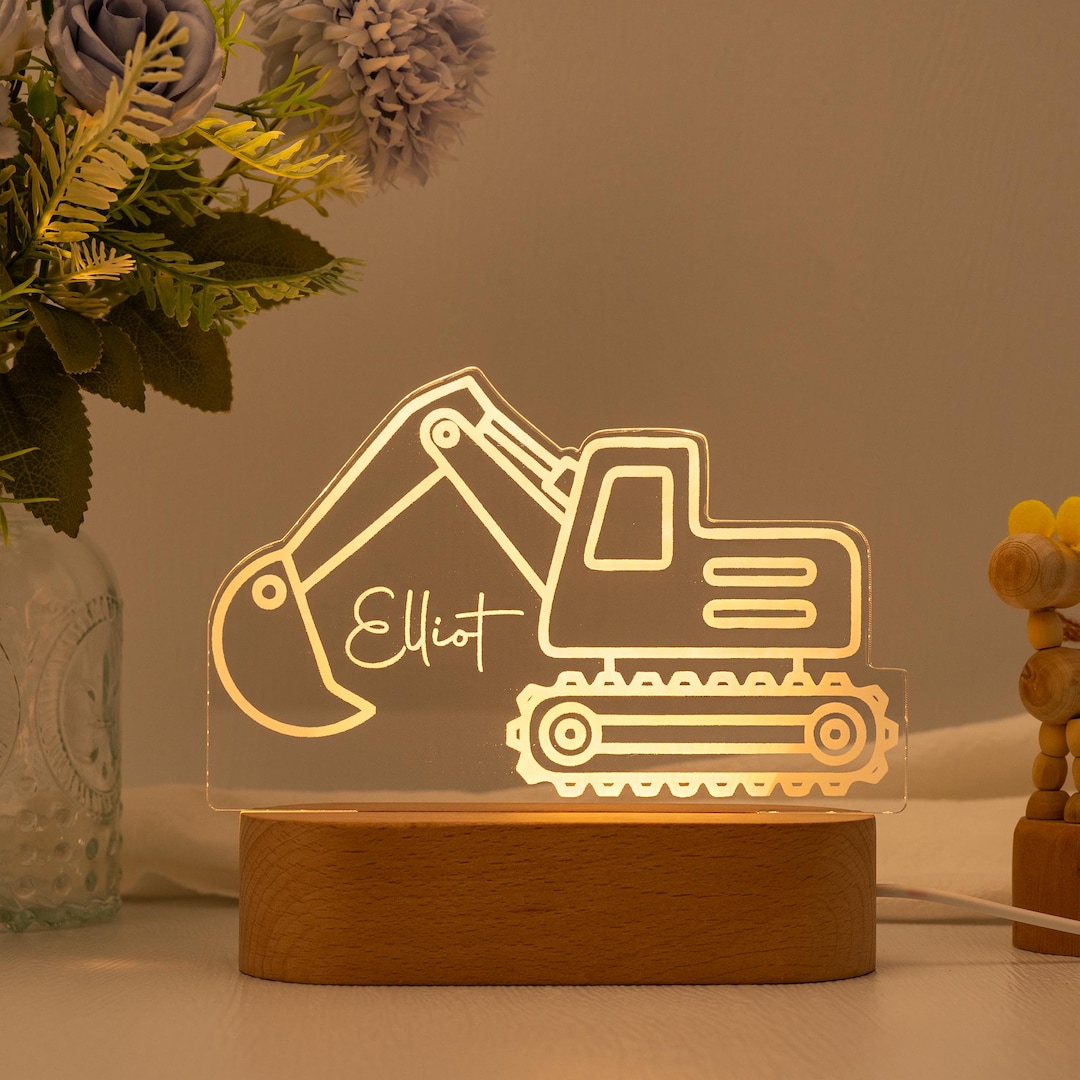 Excavator Night Light,personalised Digger Night Light,toddler Night ...