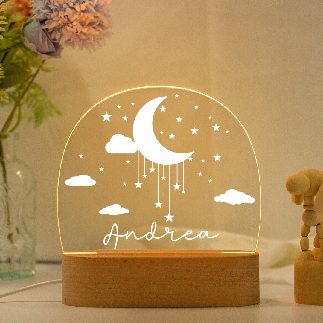 Personalized Night Light for Baby,moon Star Clouds,custom Night Light ...