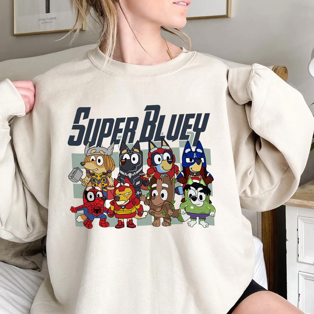 Super Bluey Shirt Marvel Avengers Sweatshirt Bluey and - Etsy