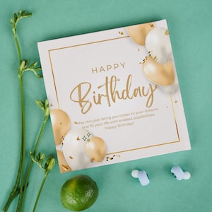 Cute Gold Balloons Happy Birthday Card PDF, Digital Birthday Cards ...