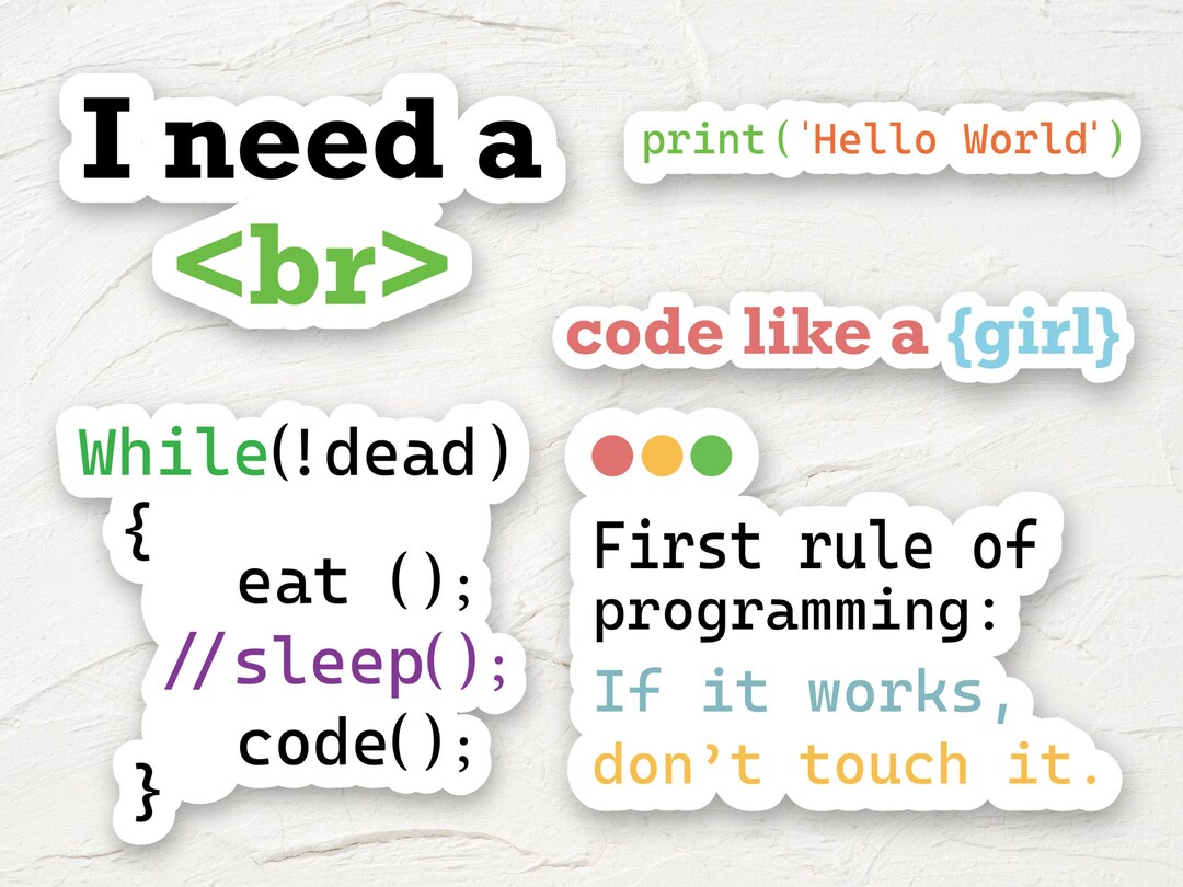 Bundle of 5 Cute Programmer Stickers for Silhouette and Cricut Craft ...