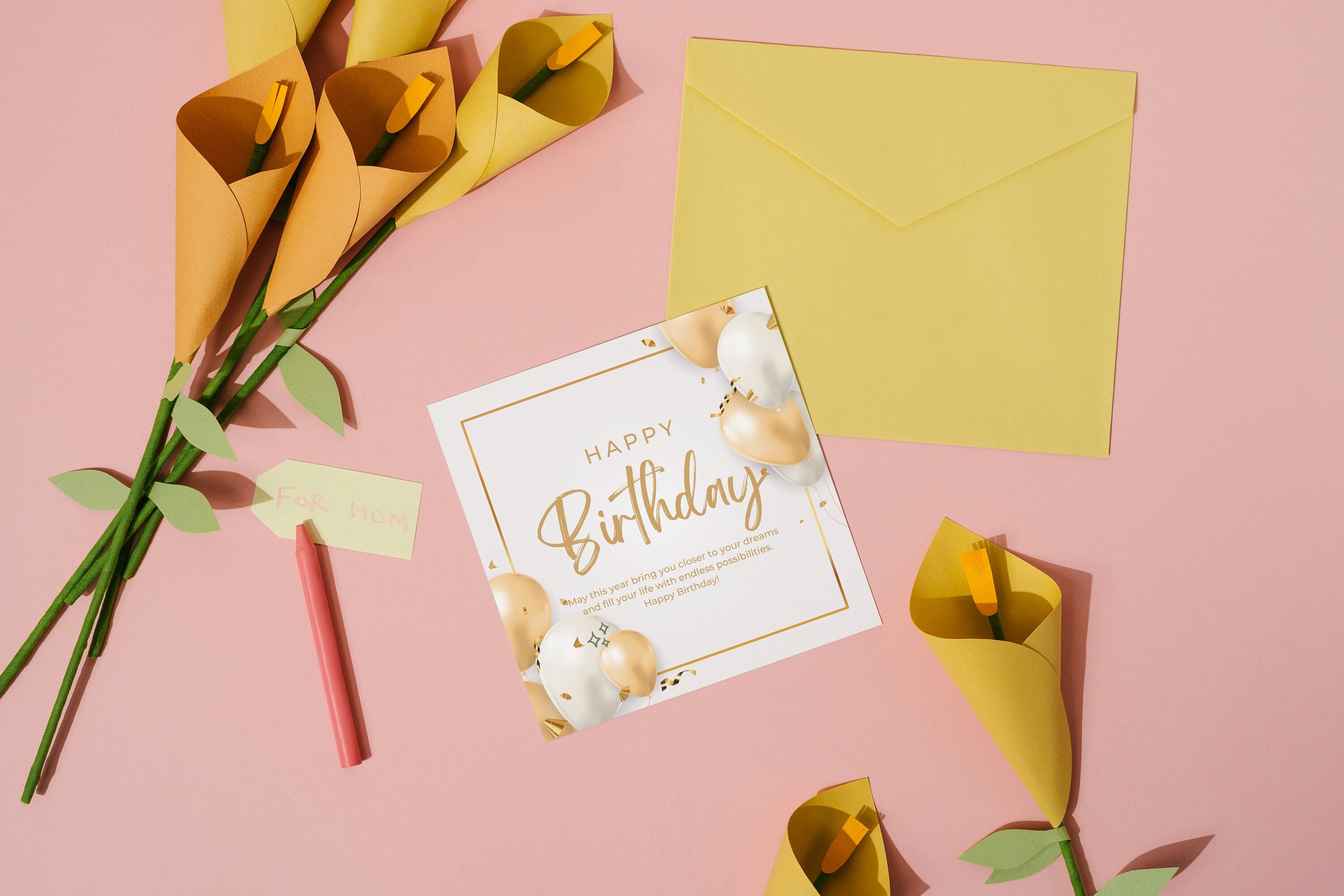 Cute Gold Balloons Happy Birthday Card PDF, Digital Birthday Cards ...