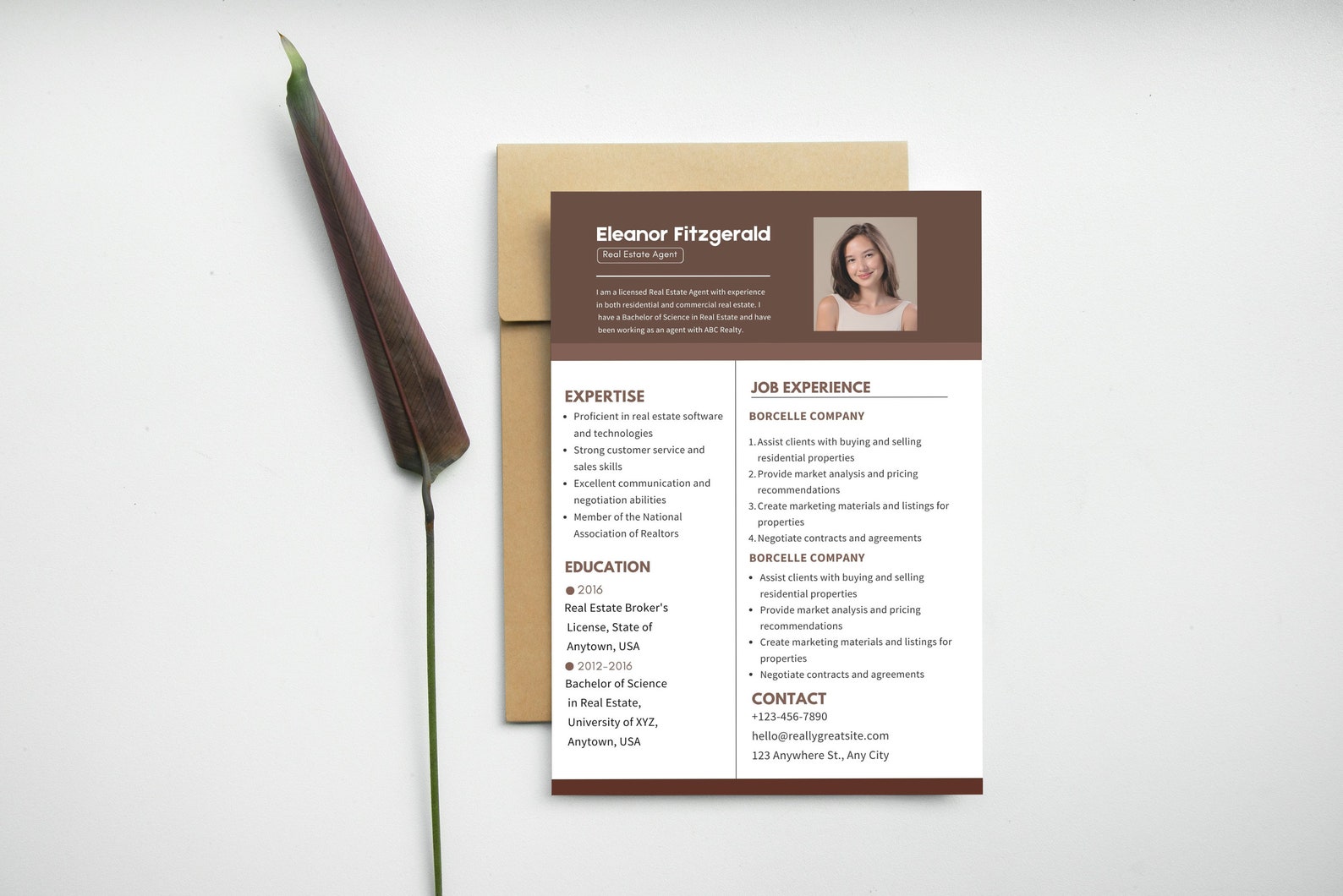 Editable Real Estate Agent Resume Template With Photo, Canva Editable ...