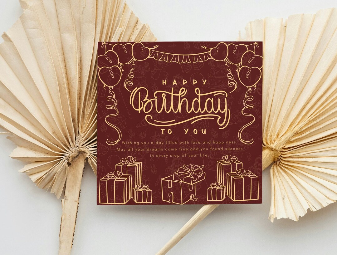 Brown Minimal Floral Happy Birthday Card PDF, Digital Birthday Cards ...