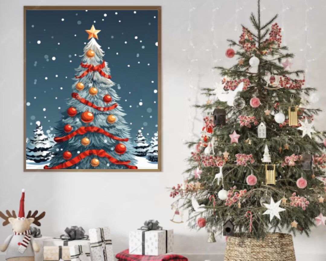 Snow Surrounded Christmas Tree Wall Art |enchanted Forest Wall Decor ...