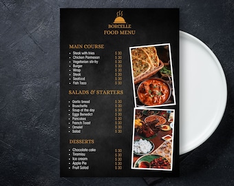 Editable Restaurant Menu Template, Canva Editable Food Menu Template ...