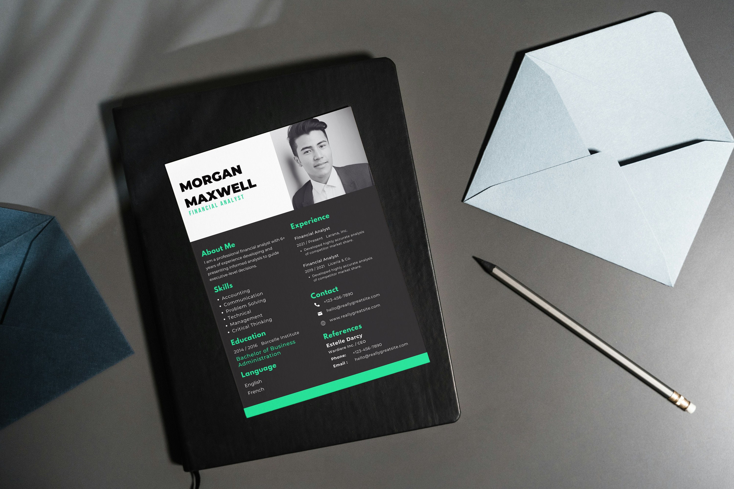 Financial Expert Resume Template With Photo, Canva Editable ...