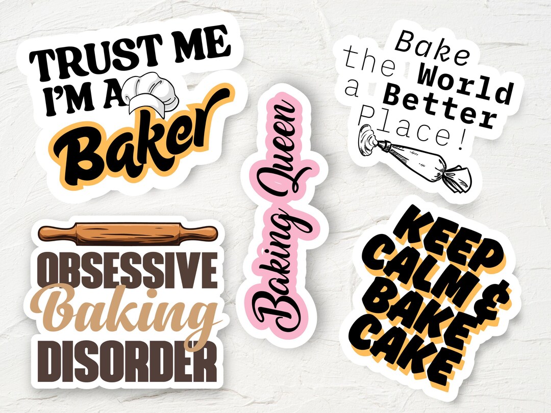 Bundle of 5 Cute Baking Lover Stickers for Silhouette and Cricut ...