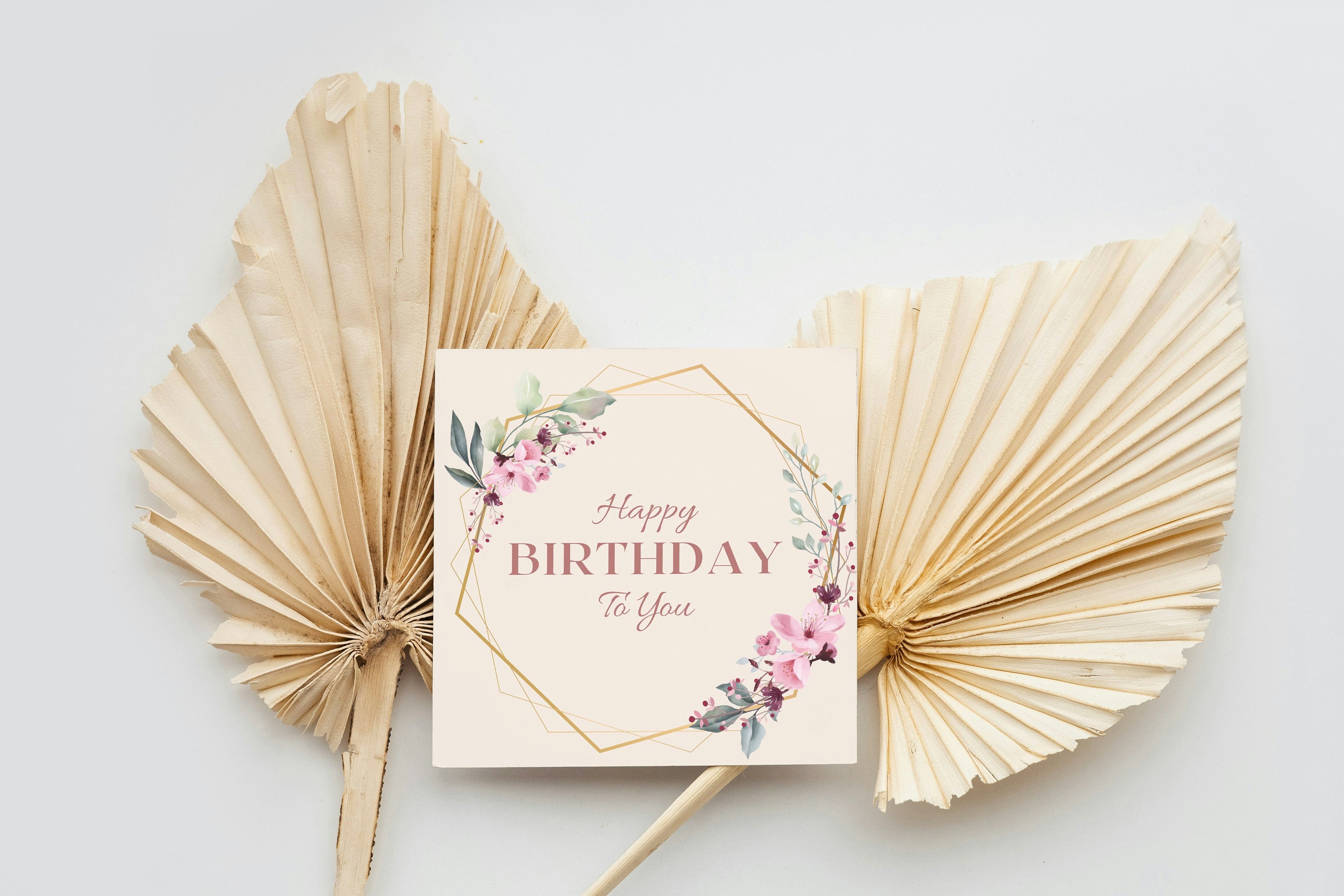 Cute Floral Happy Birthday Card PDF, Digital Birthday Cards, Print at ...