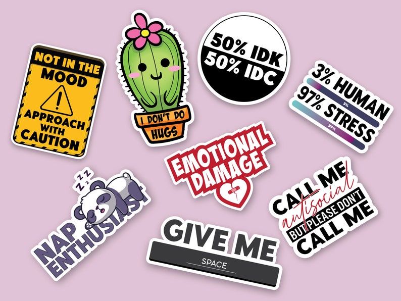 Bundle of 8 Cute Sassy Stickers for Silhouette and Cricut Crafting ...