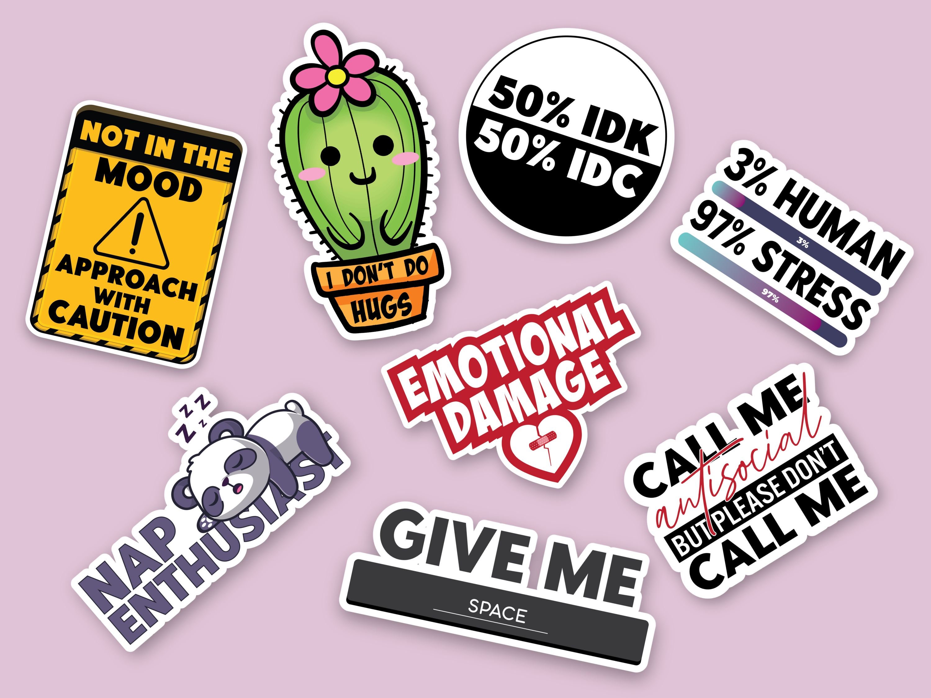 Bundle of 8 Cute Sassy Stickers for Silhouette and Cricut Crafting ...