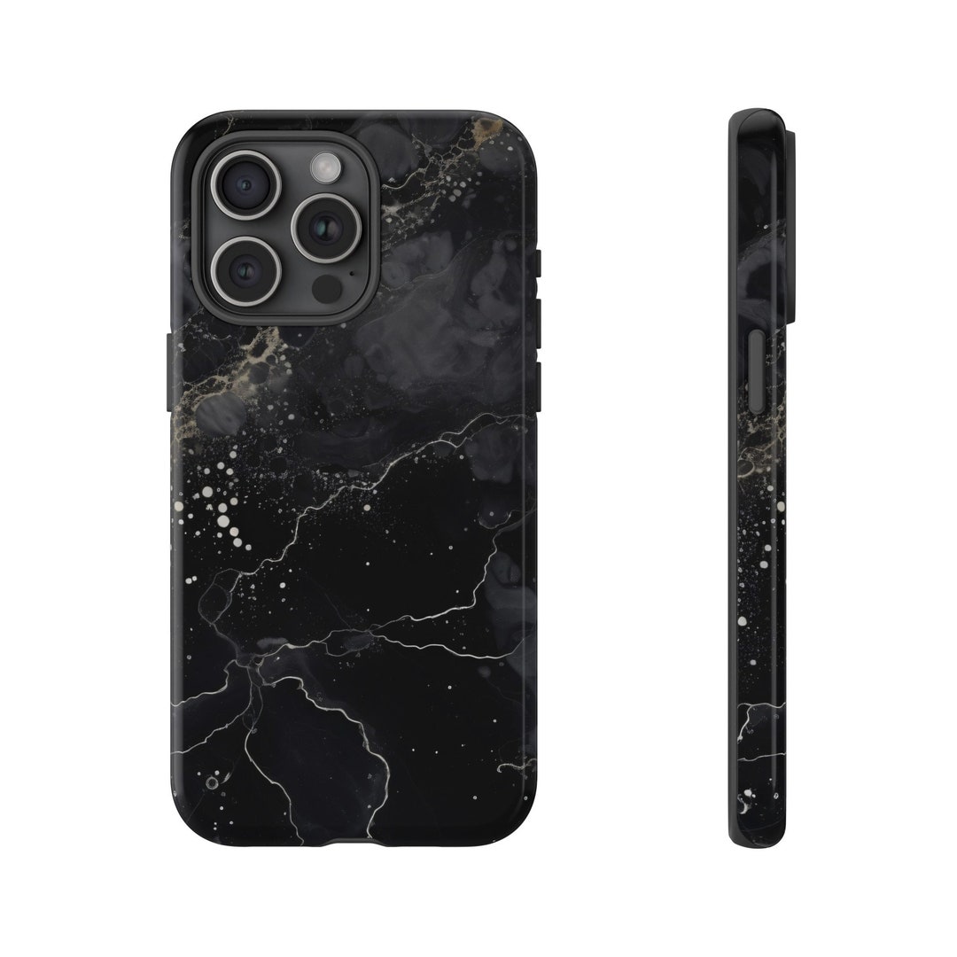 Black Luxury Marble Glitter Texture Print Tough Phone Cases for iPhone ...