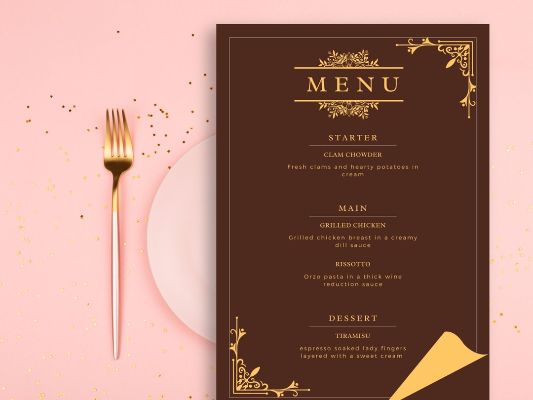 Editable Restaurant Menu Template, Canva Editable Food Menu Template ...