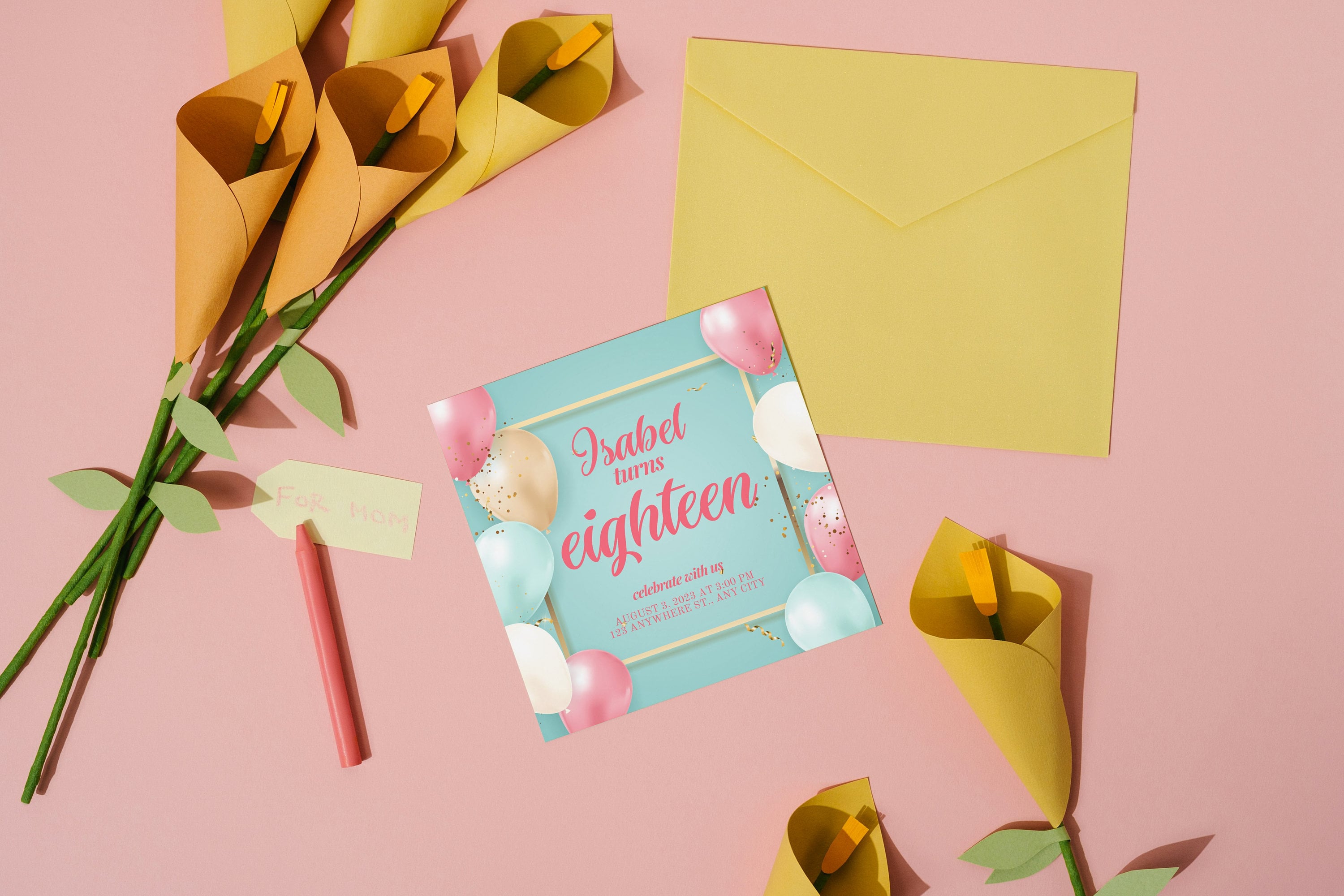 Cute Editable Birthday Invitation Template, Printable Happy Birthday ...