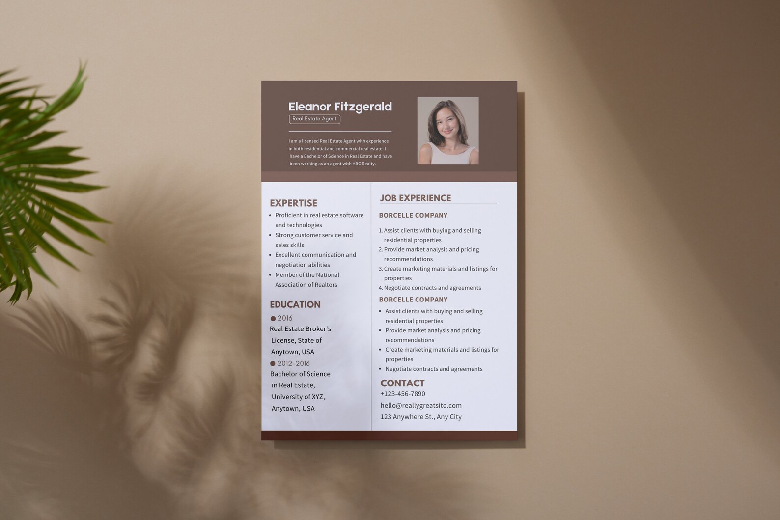 Editable Real Estate Agent Resume Template With Photo, Canva Editable ...