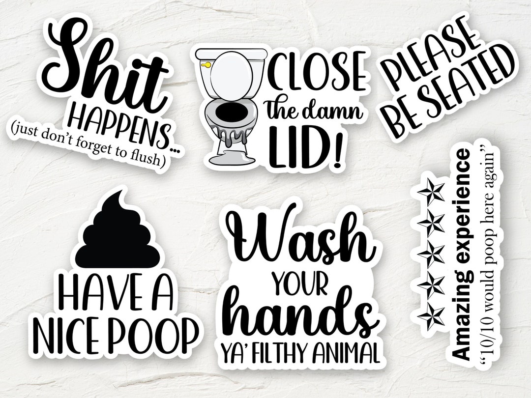 Bundle of 6 Funny Toilet Stickers for Silhouette and Cricut Crafting ...