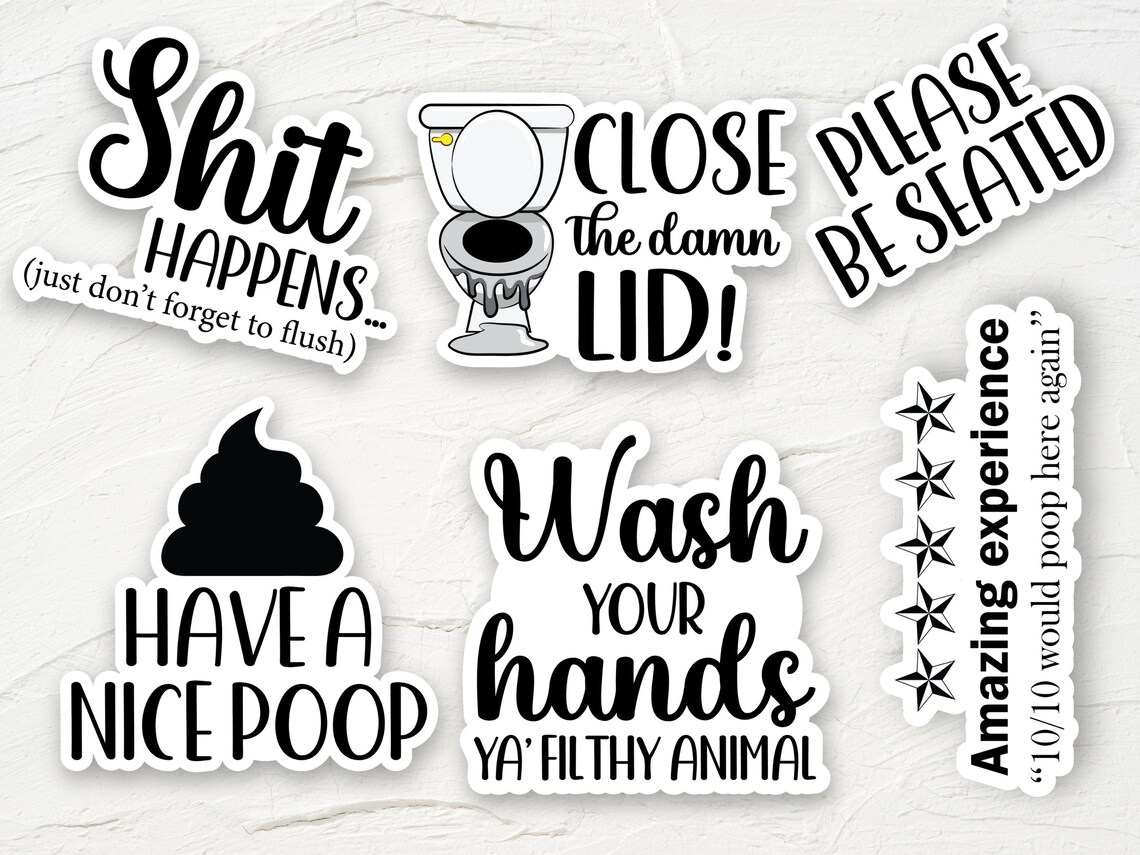 Bundle of 6 Funny Toilet Stickers for Silhouette and Cricut Crafting ...