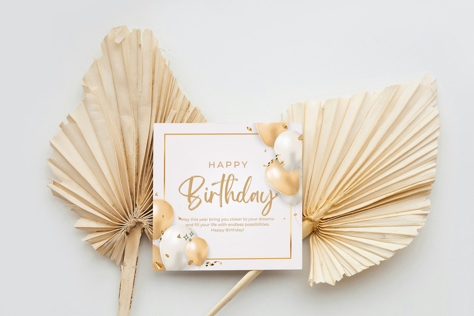 Cute Gold Balloons Happy Birthday Card PDF, Digital Birthday Cards ...
