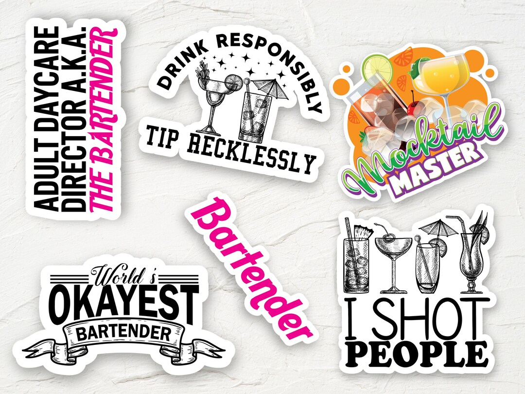 Bundle of 6 Bartender Stickers for Silhouette and Cricut Crafting ...