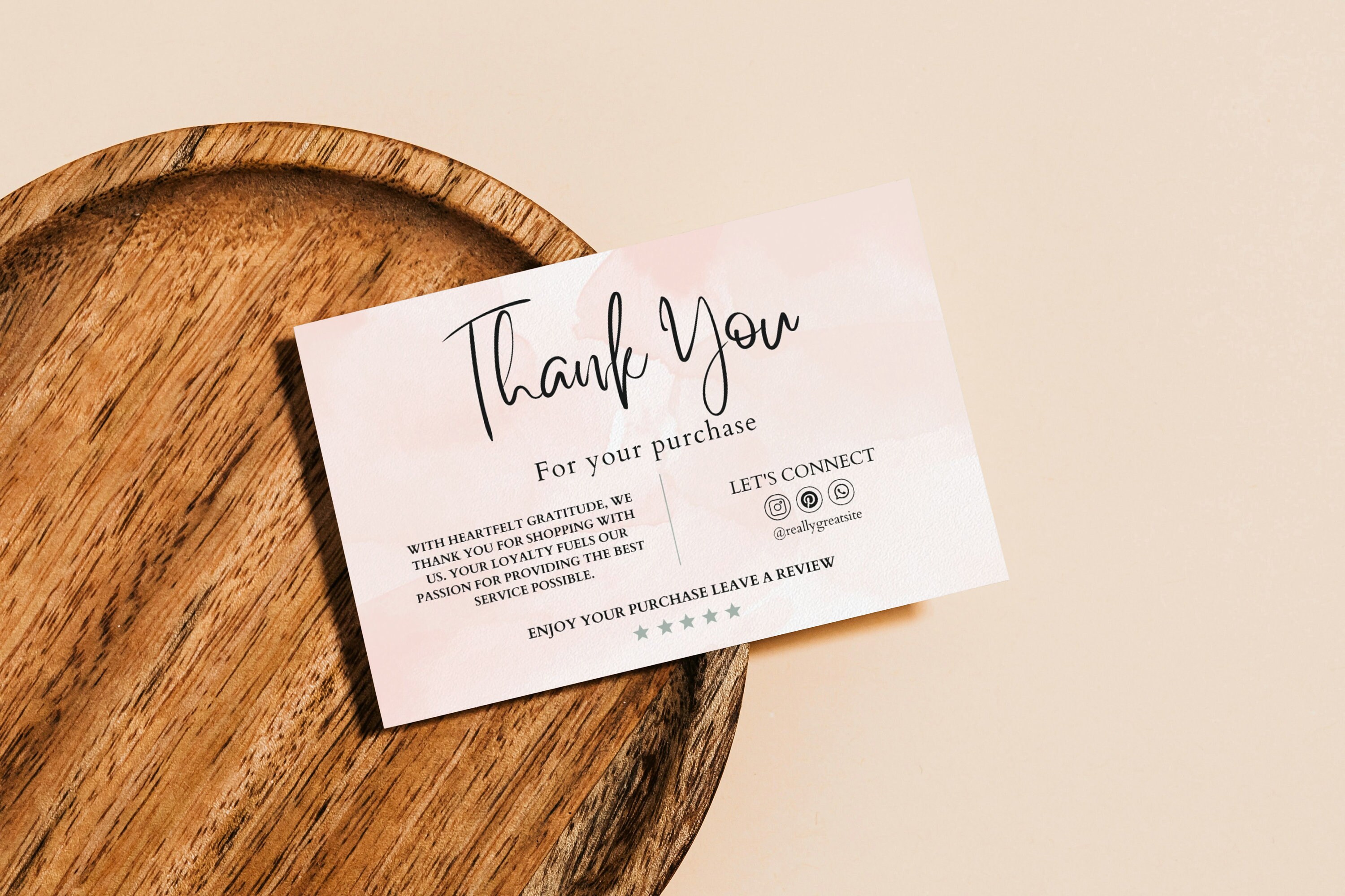 Pack of 5 Editable Thank You Card Templates Canva, Minimalist Printable ...