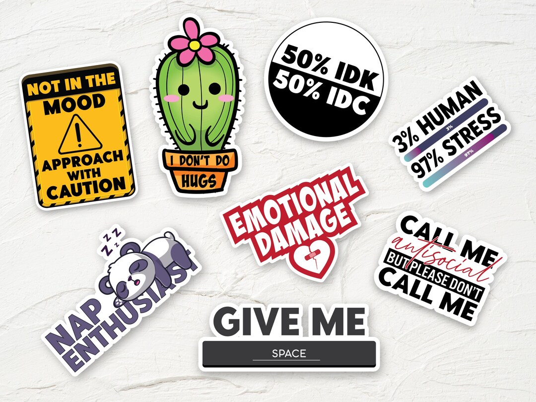 Bundle of 8 Cute Sassy Stickers for Silhouette and Cricut Crafting ...