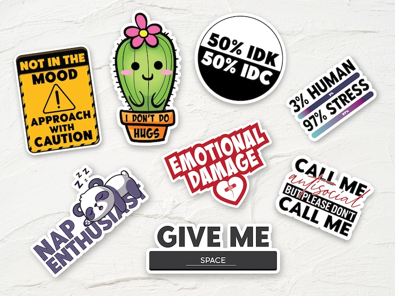 Bundle of 8 Cute Sassy Stickers for Silhouette and Cricut Crafting ...