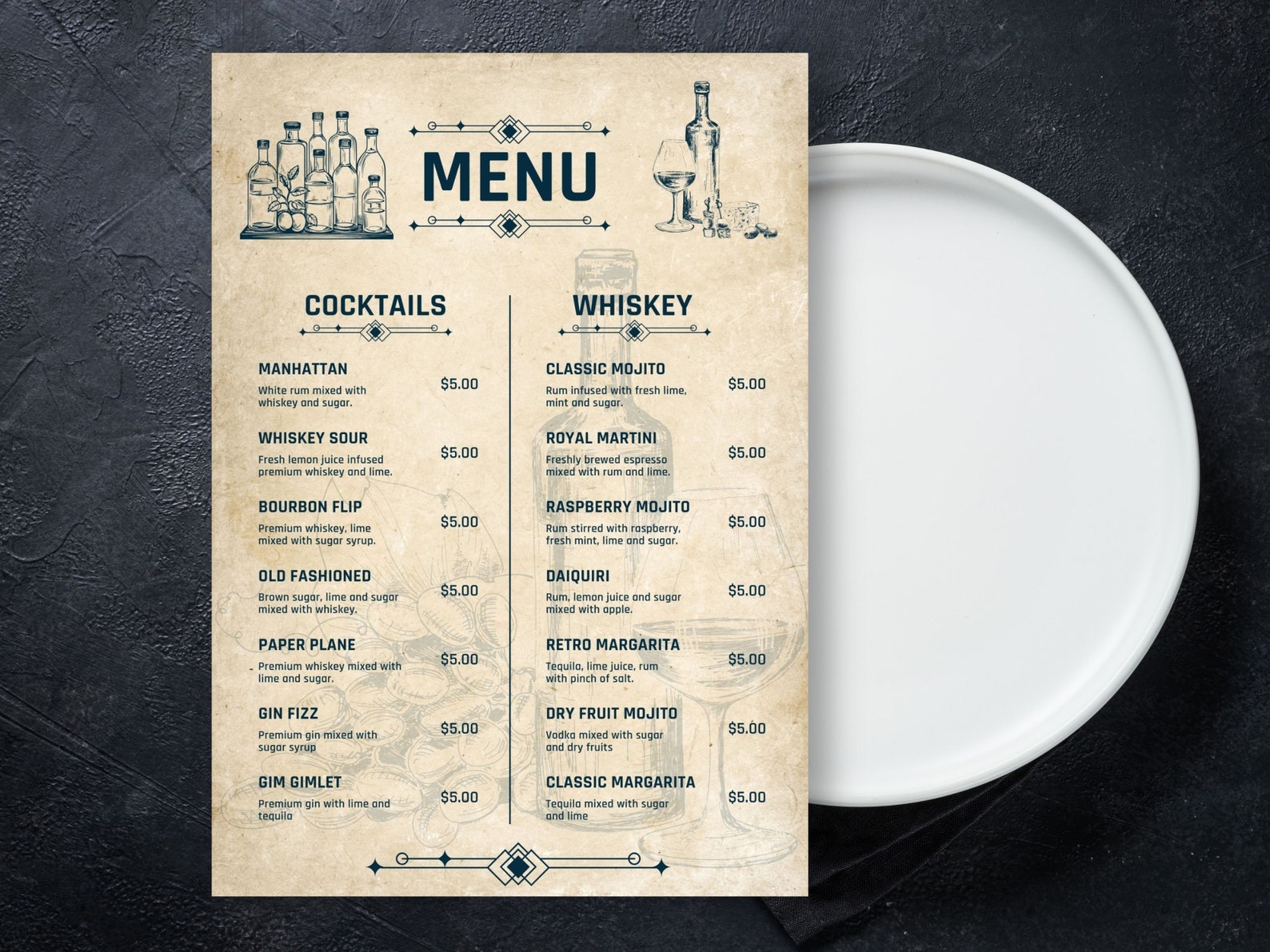 Editable Restaurant Menu Template, Canva Editable Food Menu Template ...