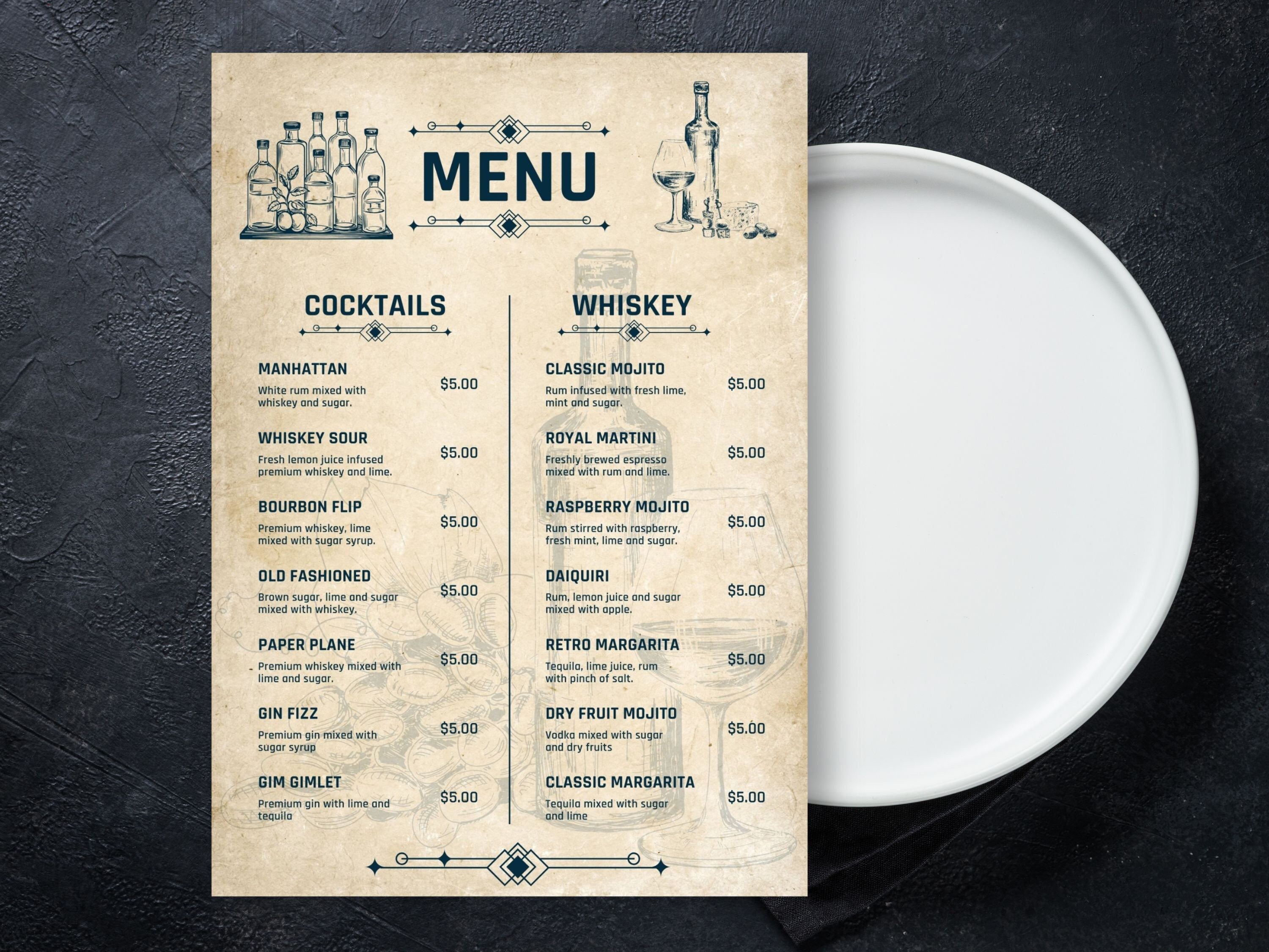 Editable Restaurant Menu Template, Canva Editable Food Menu Template ...