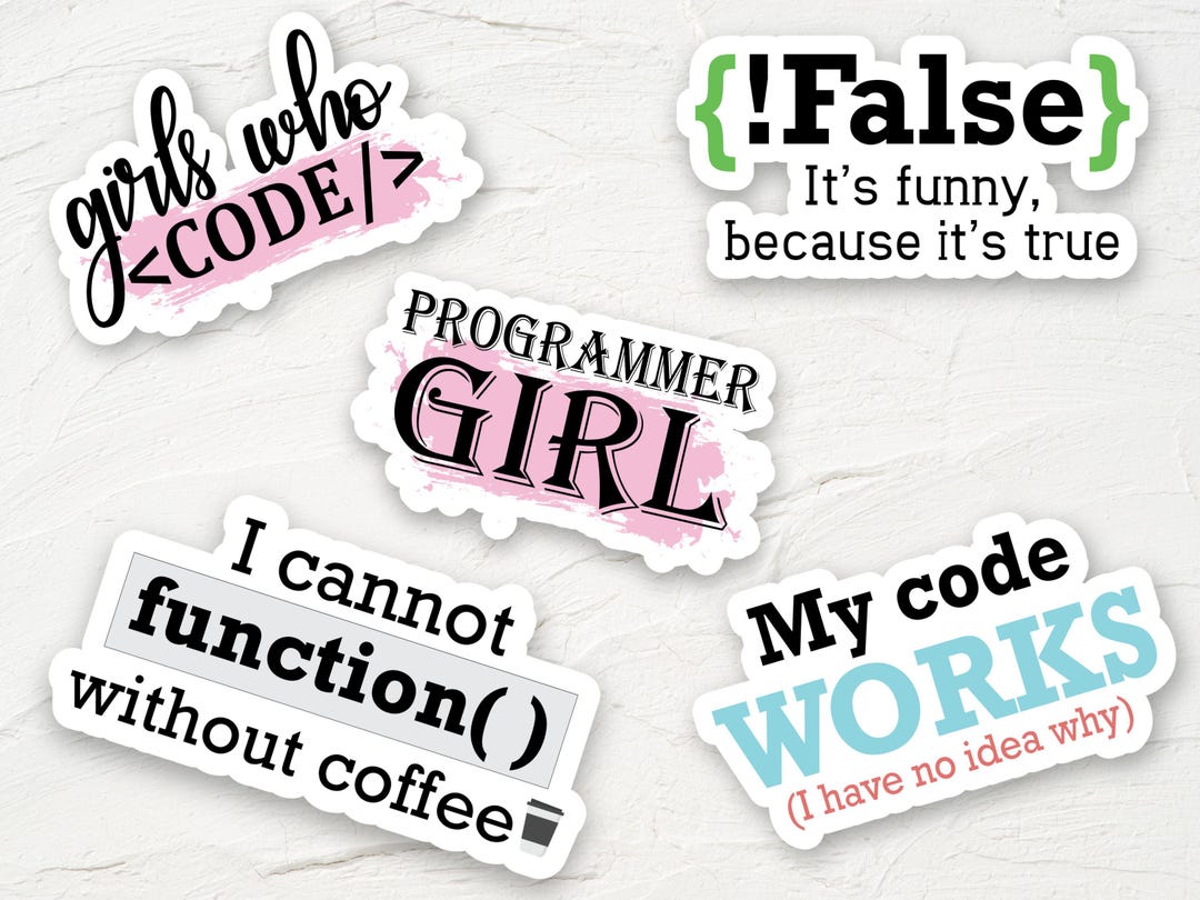 Bundle of 5 Cute Programmer Stickers for Silhouette and Cricut Craft ...