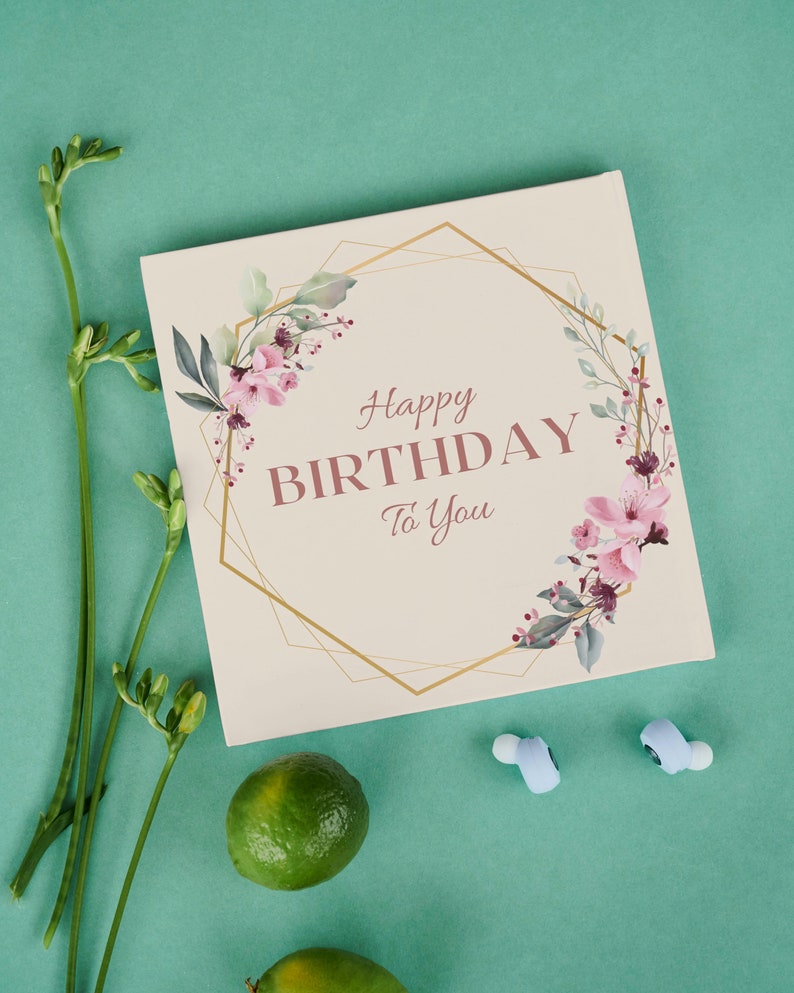 Cute Floral Happy Birthday Card PDF, Digital Birthday Cards, Print at ...