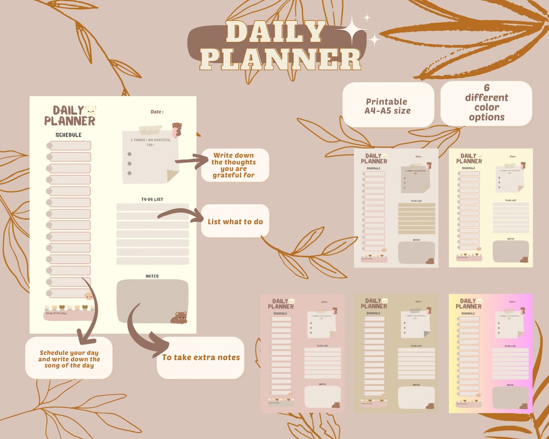 Digital Cute Daily Planner Printable Cutest Daily Planner - Etsy