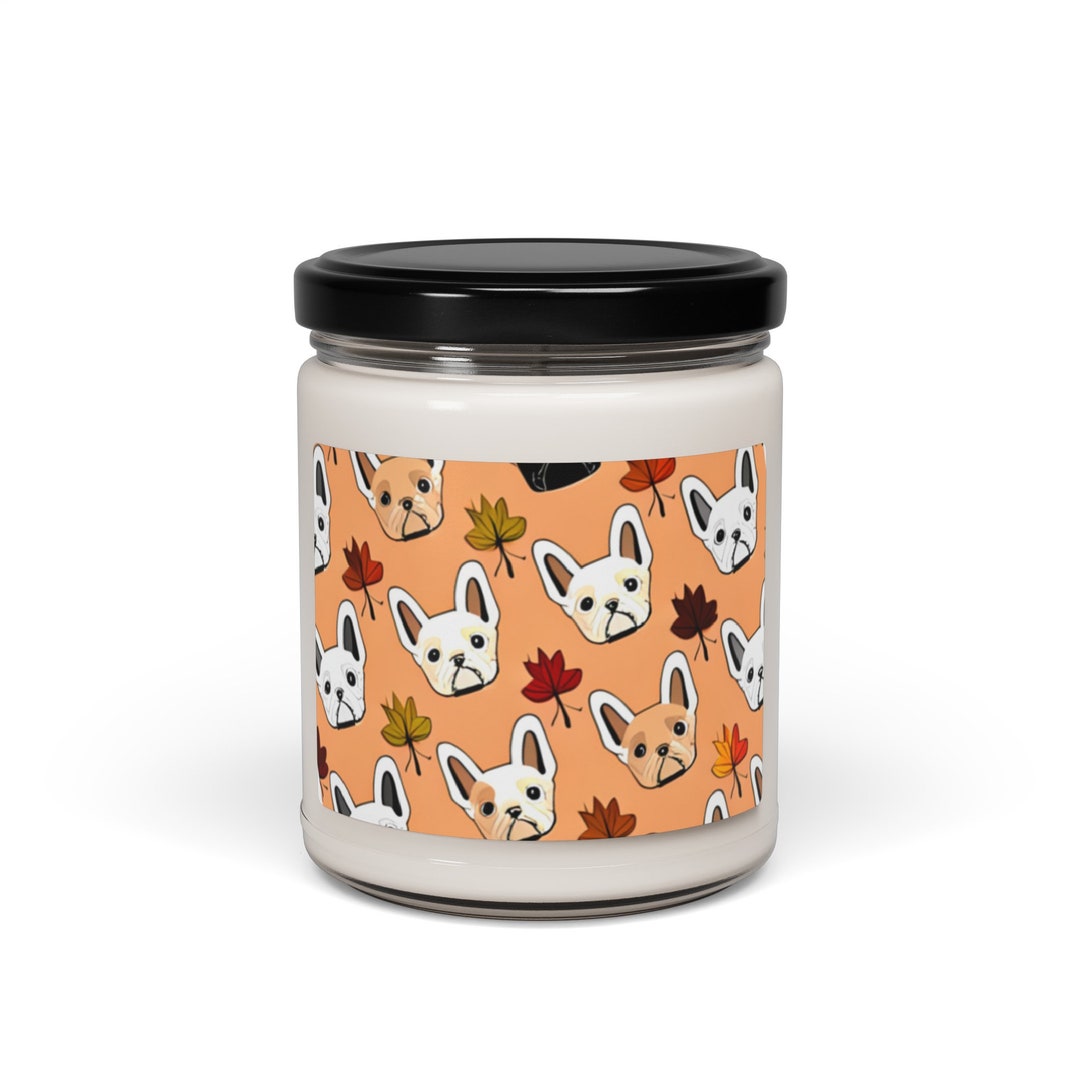 Frenchies in Fall Apple Harvest Scented Soy Candle, 9oz French Bulldog ...