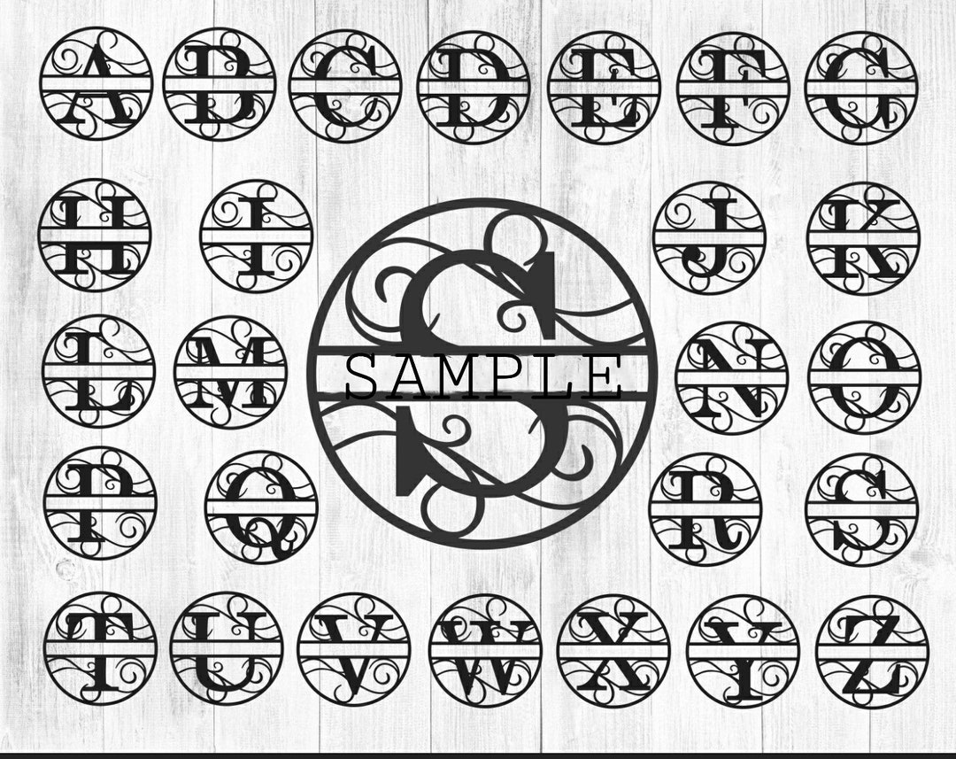 Split Monogram A-Z Instant Download, Svg, Pdf, Dxf, Laser, Cut File ...