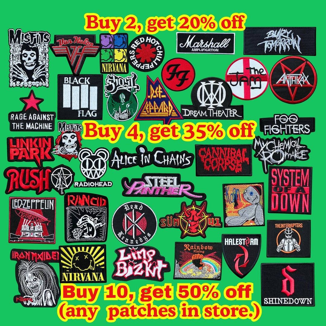 Rock Music Patch Sew or Iron on Embroidered Rock Music Patches , Rock ...