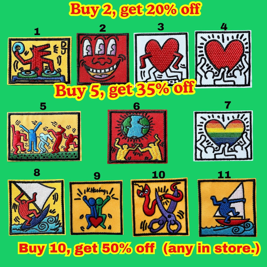 Pop Art Patch – Rainbow Heart DJ Love Embroidered Sew or Iron-on Retro ...