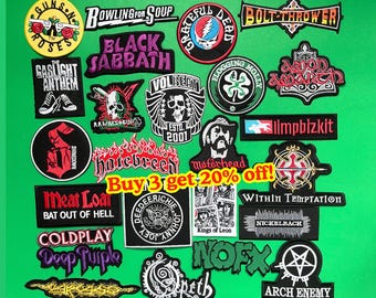 Rock Music Patch / Rock Heavy Metal Patch / Sew or Iron on Embroidered ...