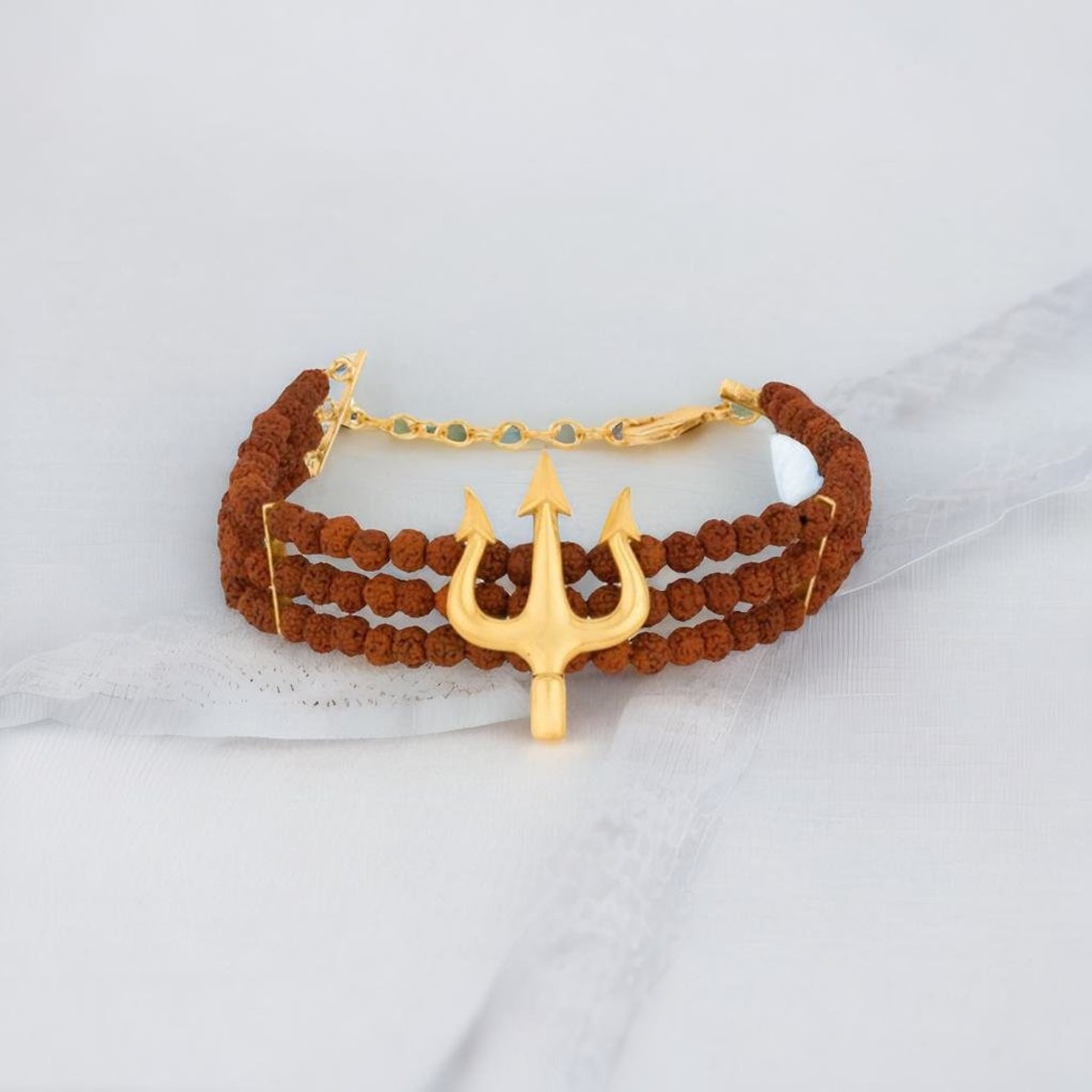 Original Rudraksha Trishul Bracelet | Gold-plated Trident Bracelet for ...